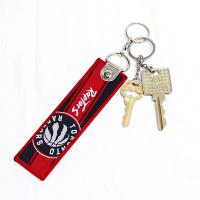 China Custom Embroidered Cotton Keychain 130x30mm Bulk Handmade Durable Fabric Key Ring for sale