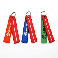 China Custom Embroidered Keychain 130x30mm Cotton Double Sided Key Tag for Aviation Fans for sale