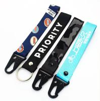 China Custom Embroidered Keychain 130x30mm Cotton Double Sided Key Tag for Aviation Fans for sale
