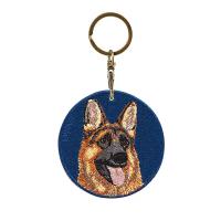 China Custom Embroidered Keychain 130x30mm Cotton Fabric Key Ring with Logo for sale