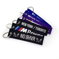 China Custom Embroidered Keychain 130x30mm Cotton Lightweight Durable Bulk Packing for sale