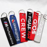China Custom Embroidered Keychain 130x30mm Cotton Lightweight Durable Bulk Packing for sale