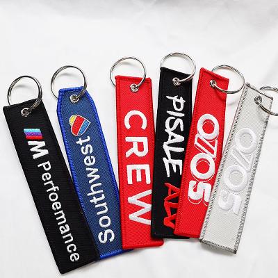 China Custom Embroidered Keychain 130x30mm Cotton Lightweight Durable Bulk Packing for sale