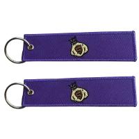 China Custom Embroidered Keychain 130x30mm Cotton Bulk Wholesale Promotional Logo Key Tag for sale