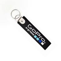China Custom Embroidered Keychain 130x30mm Cotton Handmade Logo Key Tag for Bags for sale