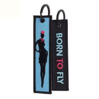 China Custom Embroidered Nylon Keychain 130x30mm Promotional Fabric Key Tag with Logo for sale