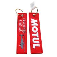 China Custom Embroidered Nylon Keychain 130x30mm Promotional Fabric Key Tag with Logo for sale