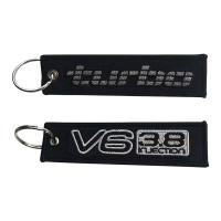 China Custom Embroidered Nylon Keychain 130x30mm Promotional Fabric Key Tag with Logo for sale