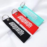 China Red Custom Embroidered Keychain With Acceptable OEM/ODM for sale