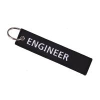 China Custom Embroidered Key Tags 130x30mm with Key Ring Durable Flight Keychain for sale