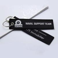 China Custom Woven Polyester Keychain with Logo Big Ring Attachment for Promotional Gifts for sale