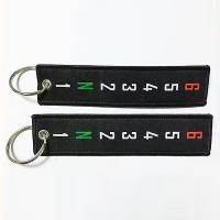 China Custom Woven Keychain 100pcs Min Order Polyester Logo Key Ring for Luggage Bag Promotional Gift for sale