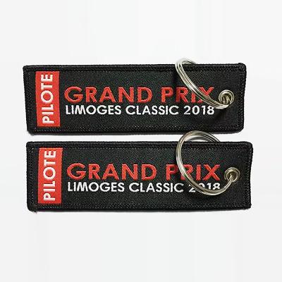 China Custom Woven Keychain 100pcs Min Order Polyester Logo Key Ring for Luggage Bag Promotional Gift for sale