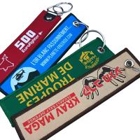 China Custom Woven Keychain 100pcs Min Order Polyester Logo Key Ring for Luggage Bag Promotional Gift for sale