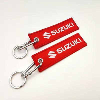 China Custom Woven Polyester Keychain Promotional Embroidered Keyring MOQ 100pcs for sale
