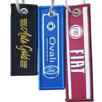 China Custom Woven Keychain Double Sided Logo Polyester Key Ring 100pcs MOQ for sale