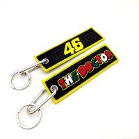 China Custom Woven Keychain Double Sided Logo Fabric Key Ring Promotional Gift 100pcs MOQ for sale