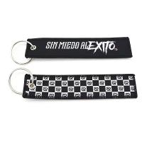 China Custom Woven Keychain Double Sided Fabric Embroidery Flight Key Ring Promotional Gift 100pcs MOQ for sale
