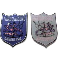 China Custom 3D Felt Iron On Embroidered Patch Heat Cut Border for Clothing with Adhesive Backing for sale
