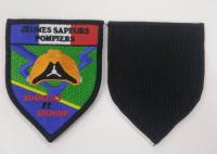 China Custom Embroidered Twill Fabric Patch with 9 Colors Iron On Backing for Motorcycle Logo for sale