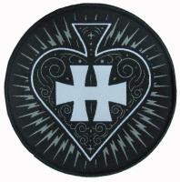 China Custom Embroidered Uniform Patches Merrow Border Woven Logo Patch 100 Pcs MOQ for sale