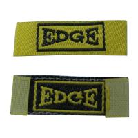 China Custom Heat Laser Cut Woven Patches Iron On Backing 50pcs Low MOQ Dry Cleanable for sale