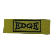 China Custom Heat Laser Cut Woven Patches Iron On Backing 50pcs Low MOQ Dry Cleanable for sale