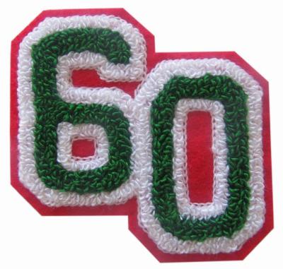 China Custom Chenille Embroidery Patches Non Woven Adhesive Back Letters 5cm for sale