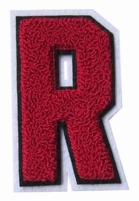 China Custom Chenille Patches Eco Friendly Non Toxic Iron On Embroidered Letters 5cm for sale