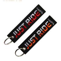 China Custom Embroidered Keychain Tag 150x25mm PMS Color Personalized Fabric Key Ring for sale