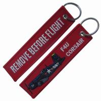 China Custom Embroidered Keychain Tag 150x25mm PMS Color Personalized Fabric Key Ring for sale