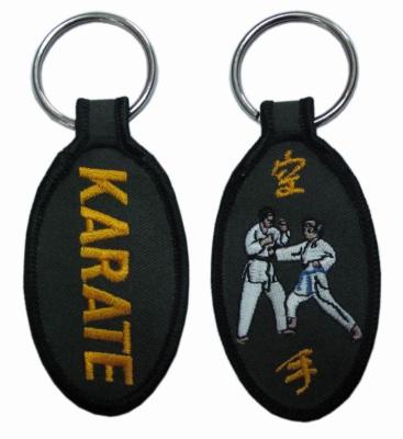 China Custom Embroidered Keychain 130x30mm Washable Fade Proof Polyester Logo for sale
