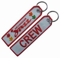 China Custom Embroidered Keychain with Metal Ring 130x30mm Pilot Cabin Crew Gift for sale