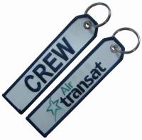 China Custom Embroidered Keychain with Metal Ring 130x30mm Pilot Cabin Crew Gift for sale