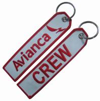 China Custom Embroidered Keychain with Metal Ring 130x30mm Pilot Cabin Crew Gift for sale