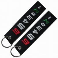 China Custom Embroidered Keychain 130x30mm Washable Durable Polyester Promotional Gift for sale