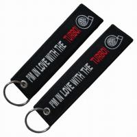 China Custom Embroidered Keychain 130x30mm Washable Durable Polyester Promotional Gift for sale