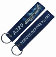 China Custom Embroidered Remove Before Flight Keychain Tag 130x30mm Durable for sale