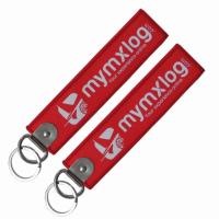 China Custom Polyester Remove Before Flight Keychain 130x30mm with Split Ring and Eyelet for sale