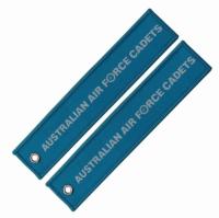 China Custom Woven Fabric Keychain Luggage Tag 130x30mm Personalized Logo for sale
