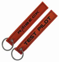 China Custom Woven Keychain 130x30mm PMS Color Flag Logo Simple Design for sale