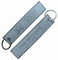 China Custom Woven Keychain Airplane Design 130x30mm Personalized Aviation Tag for sale