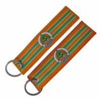 China Custom Embroidered Keychain No Minimum Order Woven Key Ring 100pcs MOQ for sale
