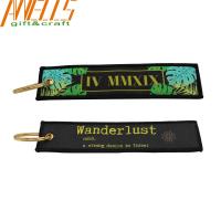 China Custom Double Side Woven Keychain Polyester Embroidered Key Tag 130x30mm for sale