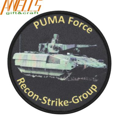 China Custom Dye Sublimation Patch 100pcs MOQ Waterproof Polyester Heat Transfer Embroidered Patch for sale