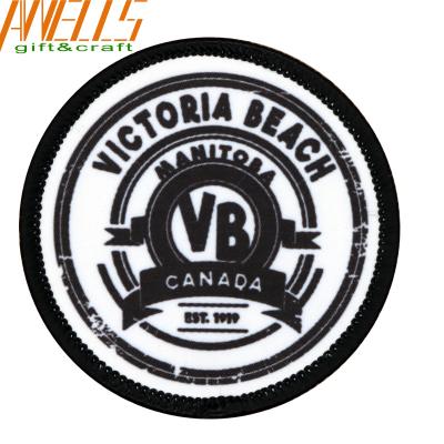 China Custom Polyester Dye Sublimation Patch Silk Printed Embroidered Back Patch 100pcs MOQ for sale