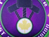 China Custom Dye Sublimation Patch Large Round Fabric Badge Iron On Heat Transfer 8cm for sale