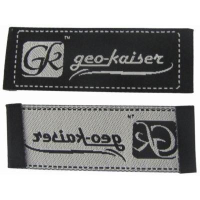 China Custom Damask Woven Clothing Labels 100% Polyester Sew On 50x20mm Size for Garment Branding for sale