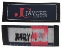 China Custom Damask Woven Clothing Labels 100% Polyester Sew On 50x20mm Size for Garment Branding for sale