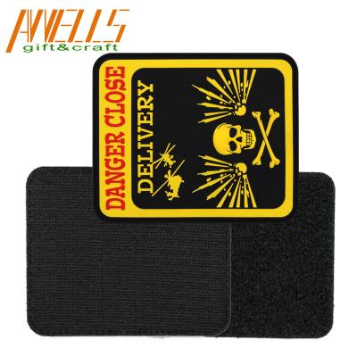 China Custom PVC Morale Patch Shield Velcro 4 Colors Flexible Rubber Patch for sale